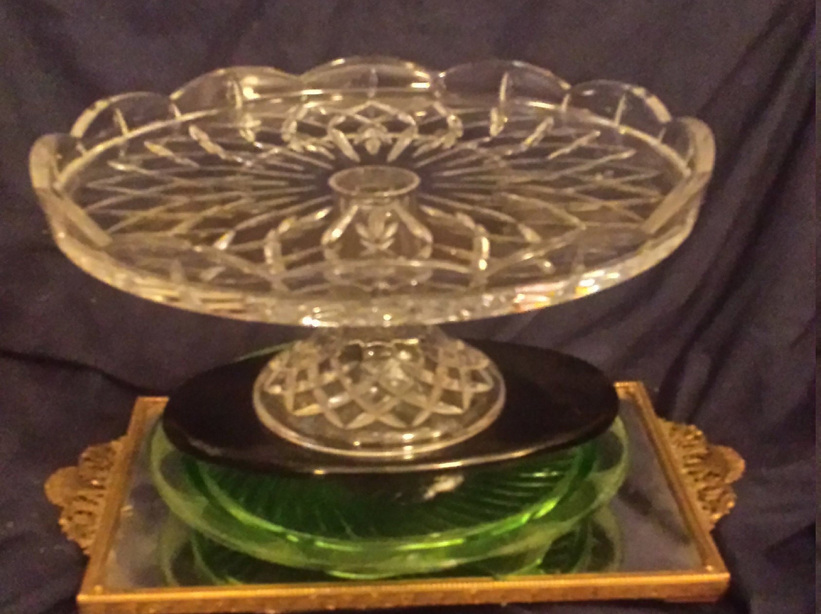 Vintage Cake Plate Imperial Crystal Glass | Etsy
