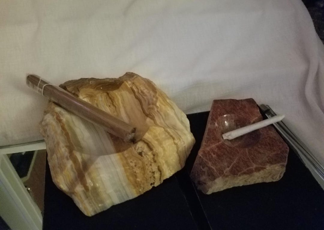 Ashtrays Set of Two, Marble/onyx/aragonite Ashtrays, Large Cream Beige ...