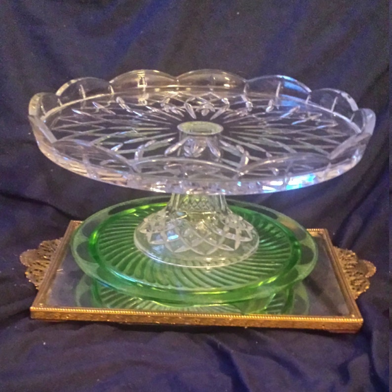 Vintage Cake Plate imperial Crystal Glass - Etsy