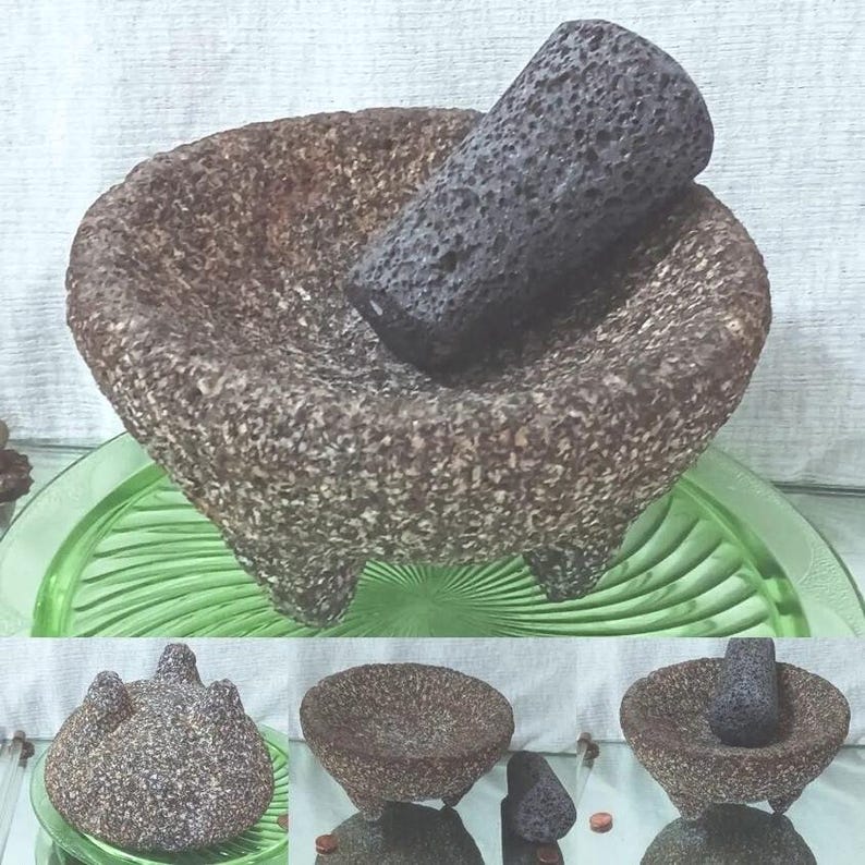 Mortar Pestle, Spanish is a Molcajete, Mexican Mortar Volcanic Stone ...