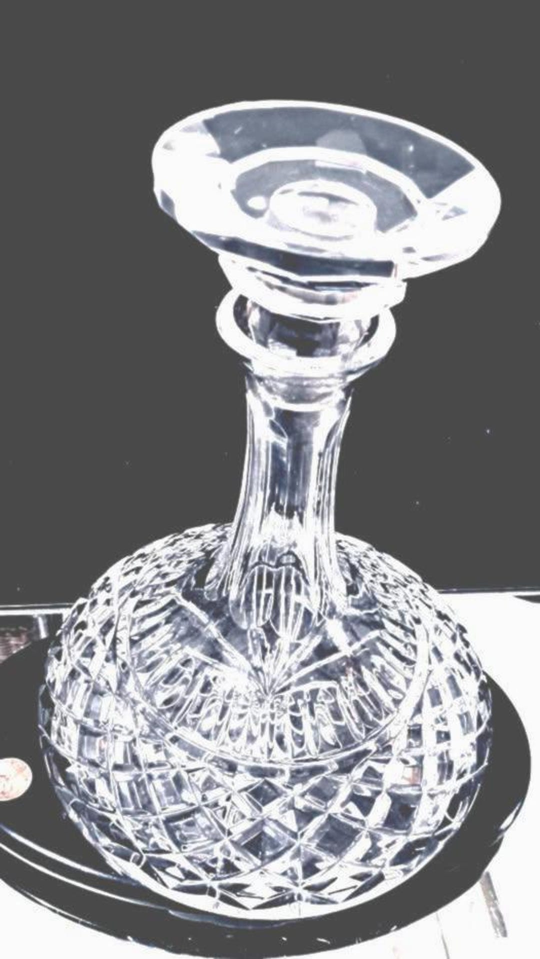 Waterford Style Crystal Flat Bottom Ships Decanter "diamond Cut " W ...