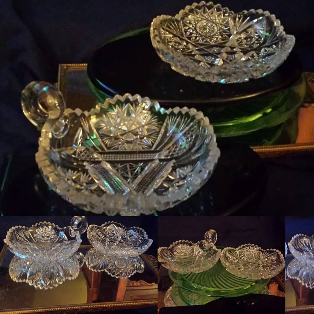 American Cut Crystal Vintage Set Brilliant Cut Crystal 2 Serving ...