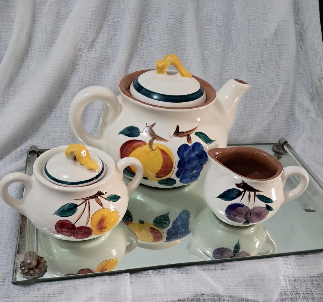 Stangl Vintage Pottery, Teapot and Matching Creamer & Sugar, Trenton, N ...