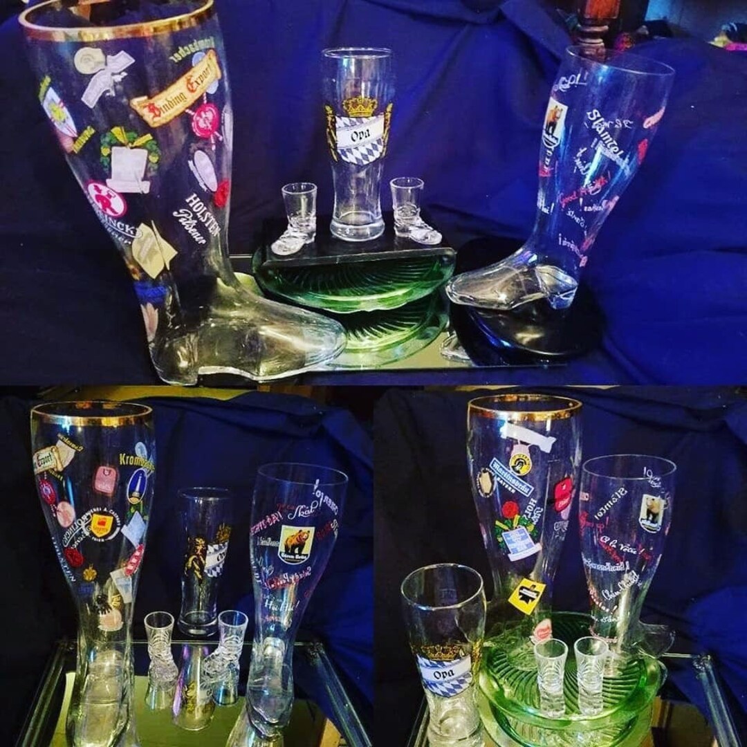 Stein Boot Mugs, Shot Glasses, 3 Advertising & Cheers Beer Boot Steins ...