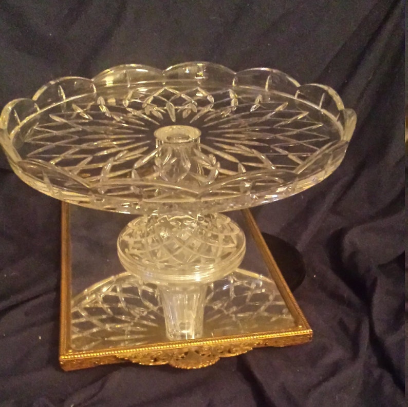 Vintage Cake Plate imperial Crystal Glass - Etsy