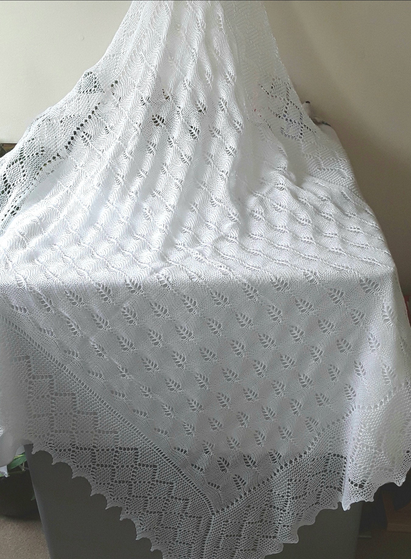 Beautiful Lace Baby Shawl in Cotton & Acrylic.