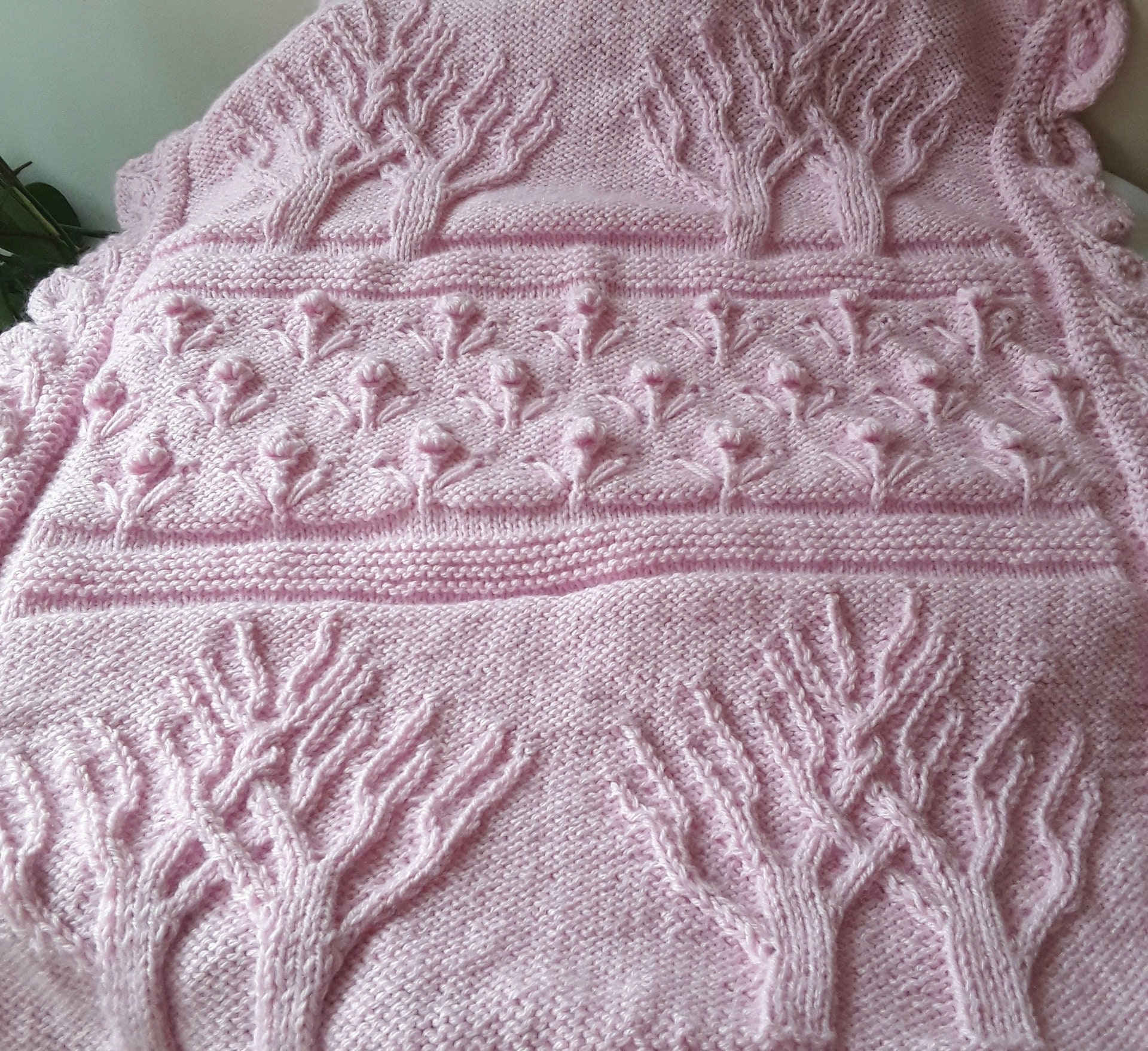 Beautiful Hand Knitted Tree of Life Blanket
