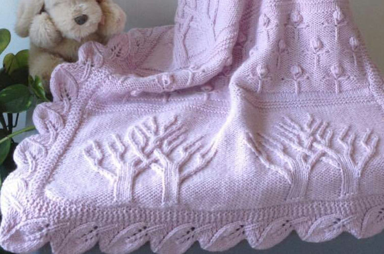 Beautiful Hand Knitted Tree of Life Blanket