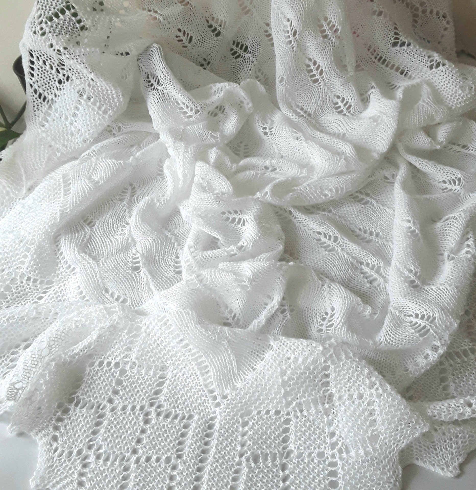 Beautiful Lace Baby Shawl in Cotton & Acrylic.