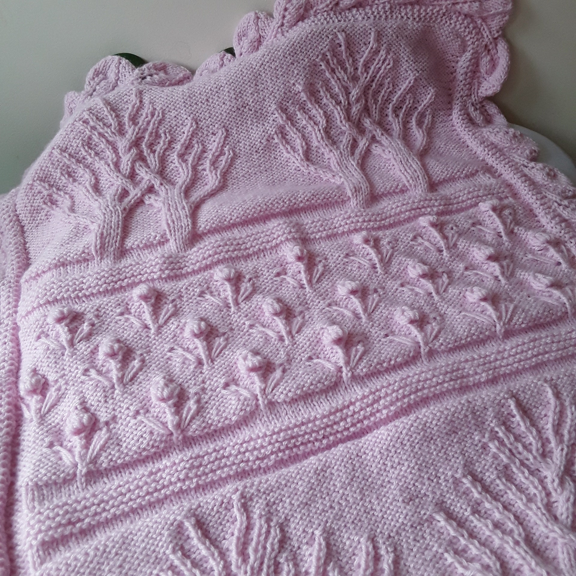 Beautiful Hand Knitted Tree of Life Blanket