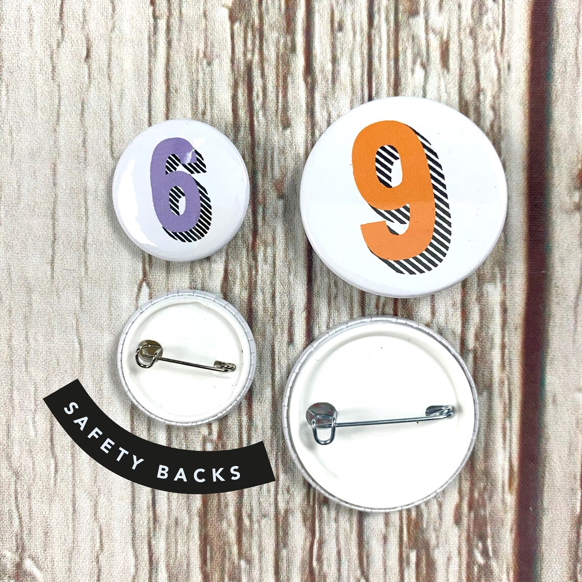 Number Pin Button Badge, Rainbow of Colours. Birthday's 1, 2, 3, 4, 5 ...