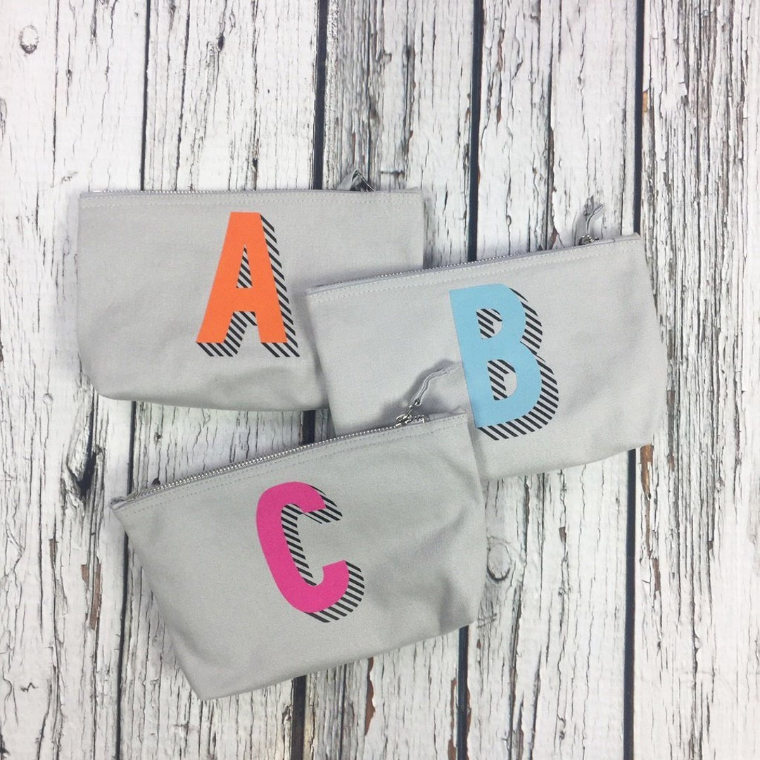 Bright Letter Pencil Case, Personalized Pouch, Monogram Make-up Bag ...