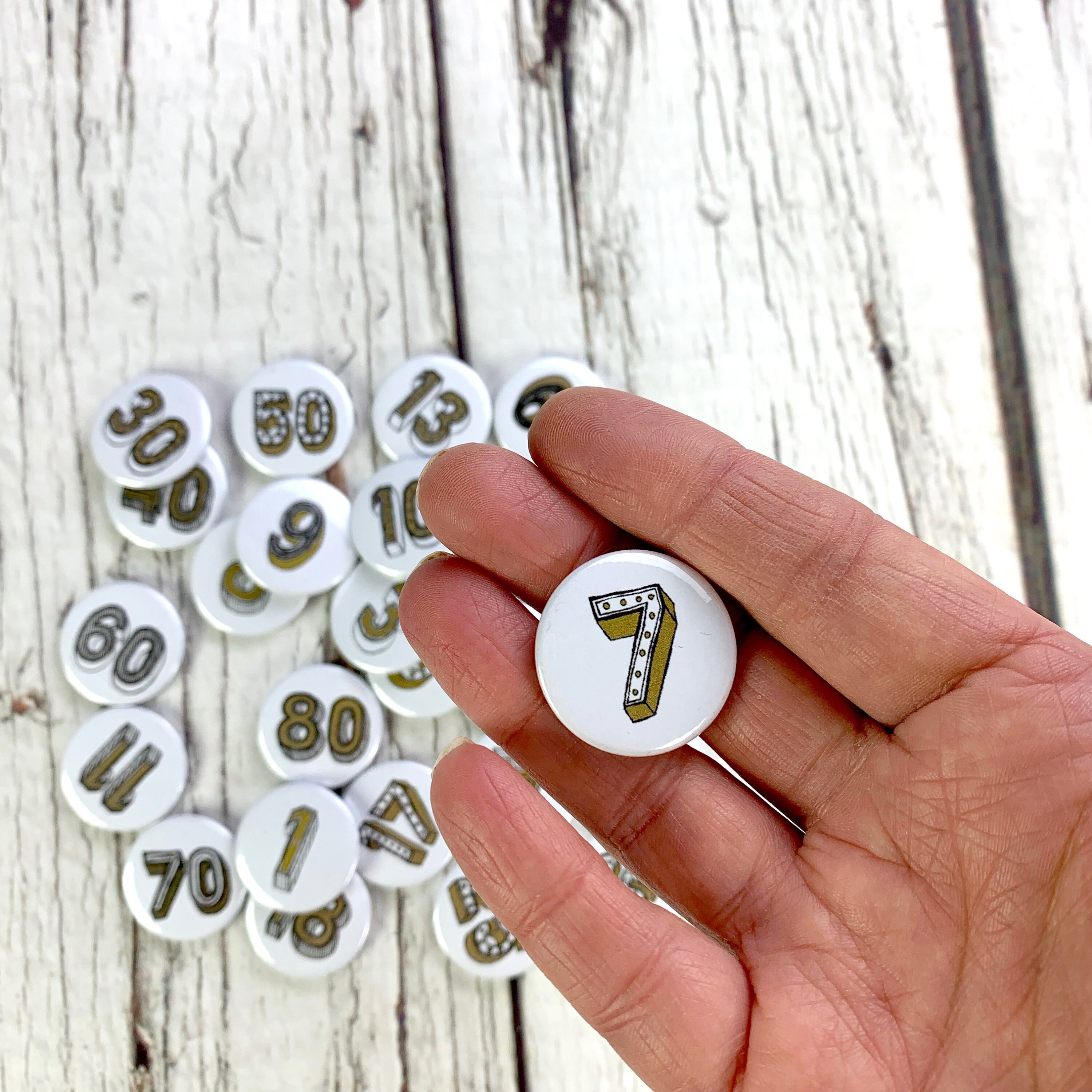 Birthday Badges Number's 20, 21, 25, 30, 40, 50, 60, 70, 80 Sizes ...