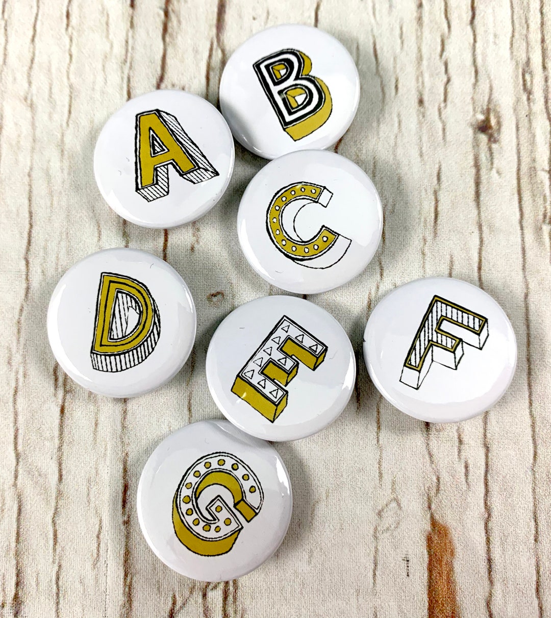Letter Button Badges, Alphabet Personalised Initial Pin Jewellery ...