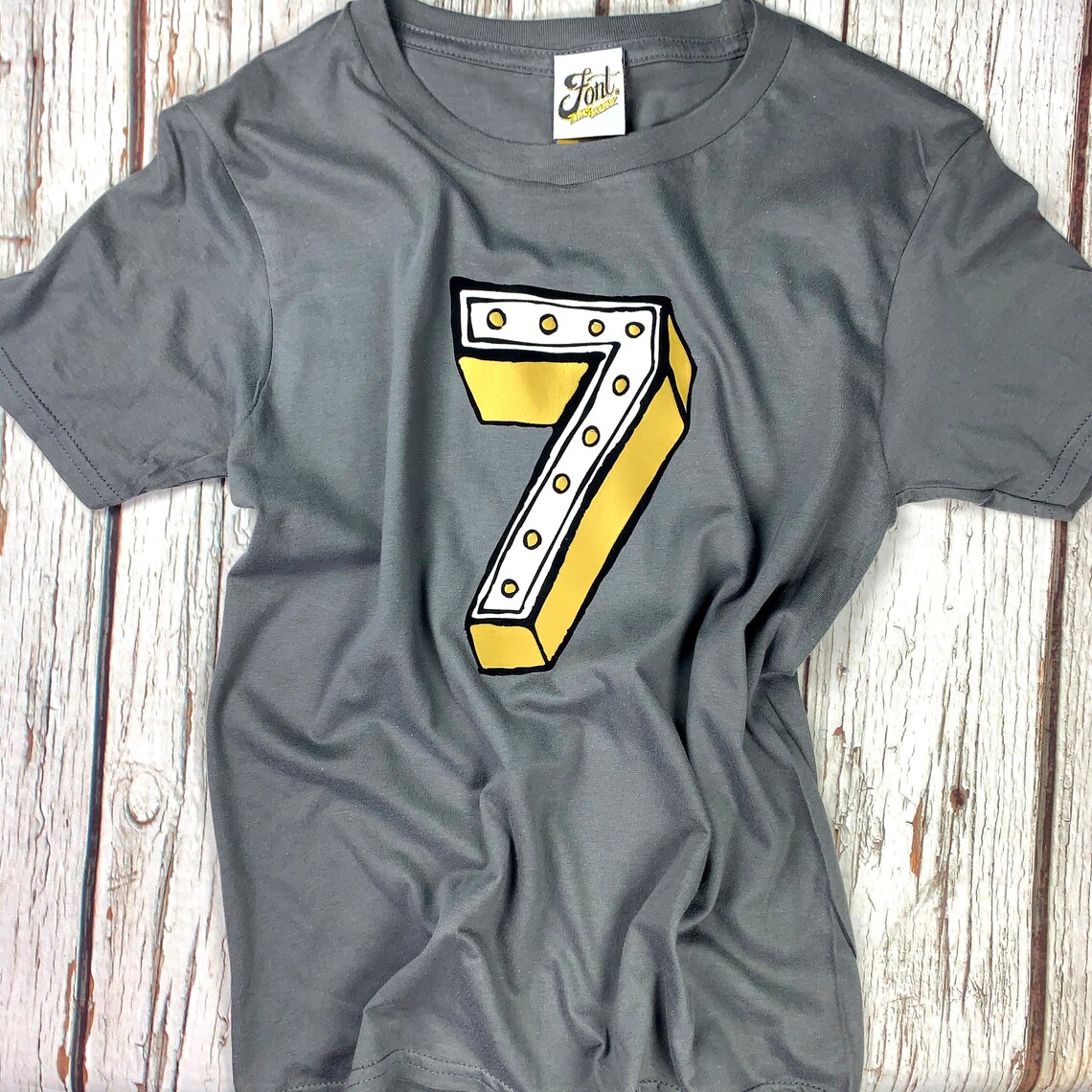 Number Seven T-shirt. 7th Birthday Outfit Kids 7 Tshirt | Etsy