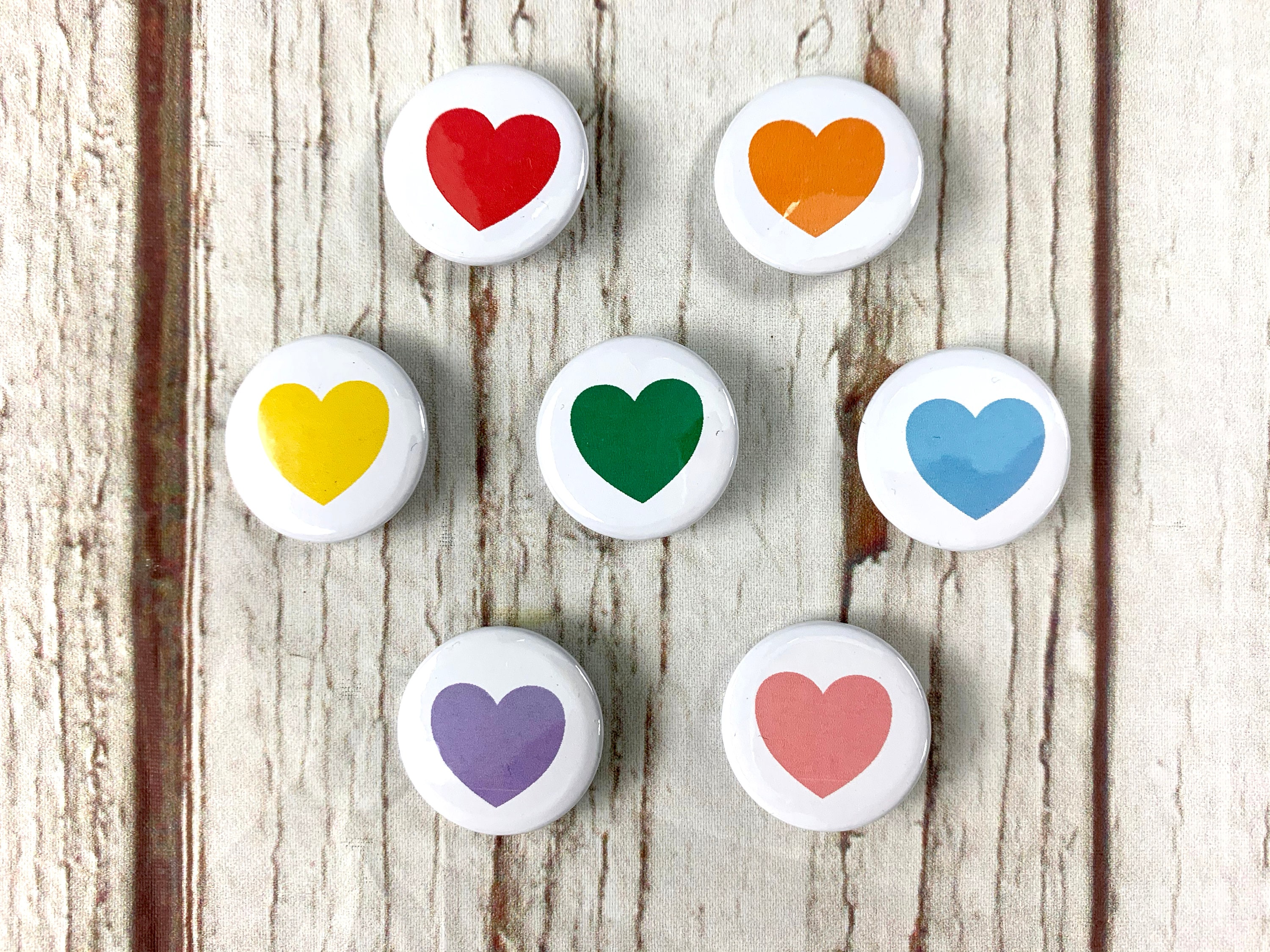 Heart Pin Badges in a Rainbow of Colours. Love Emoji Pin's - Etsy