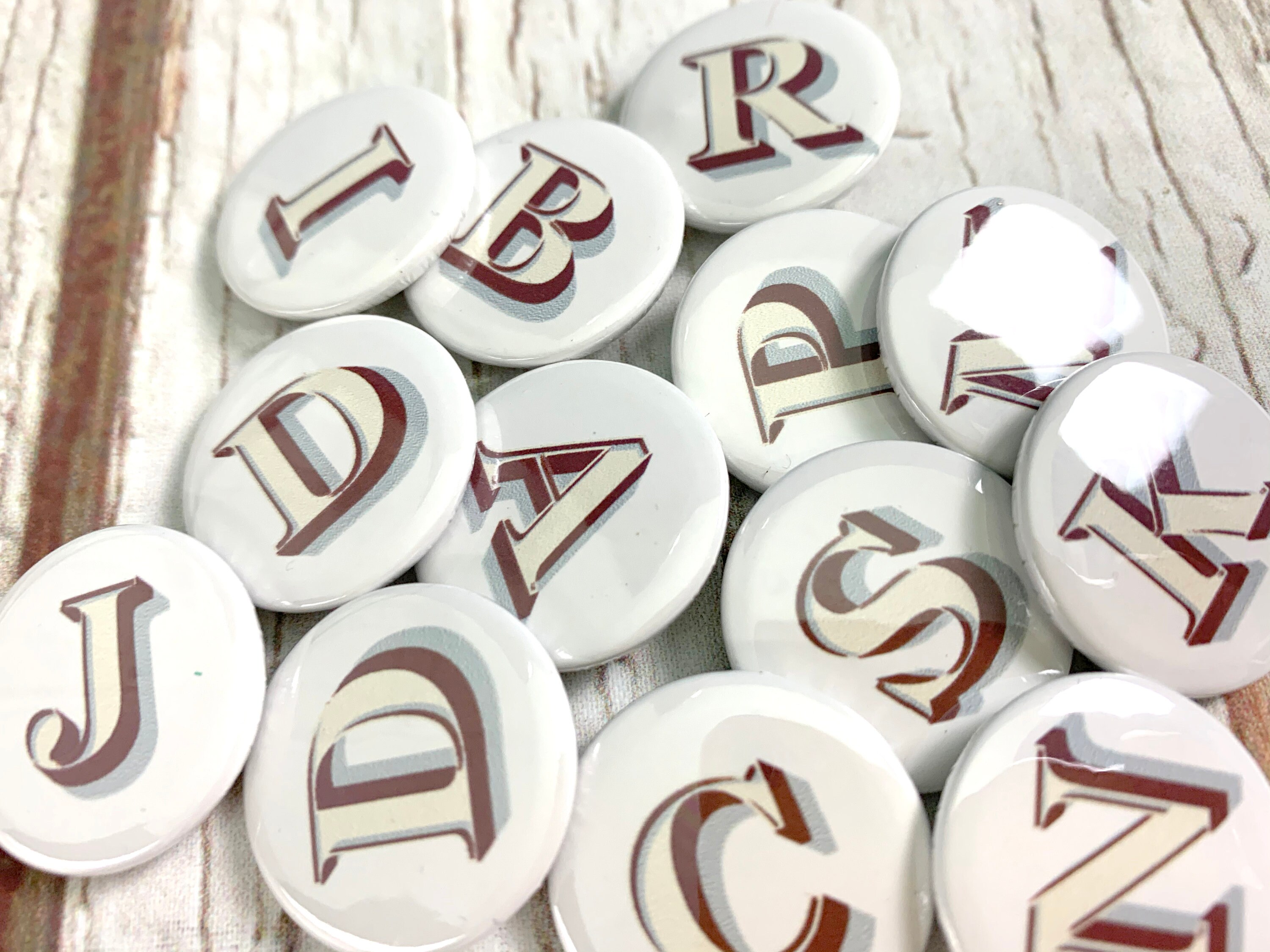Alphabet Button Badges, Choose Your Letters, Personalised Initial Pin ...