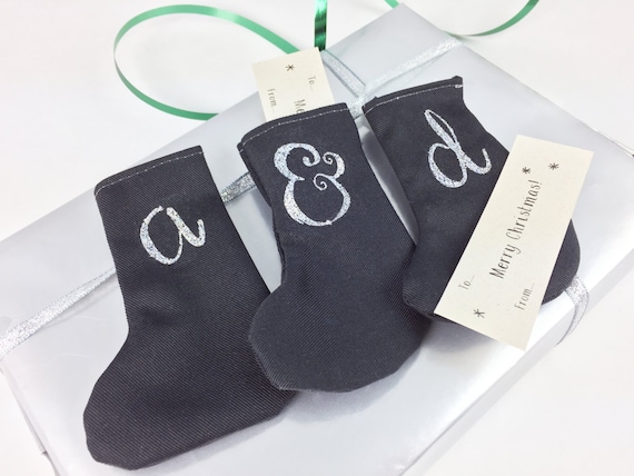 Christmas Mini Stocking Personalised Initial Xmas Gift Tag | Etsy UK