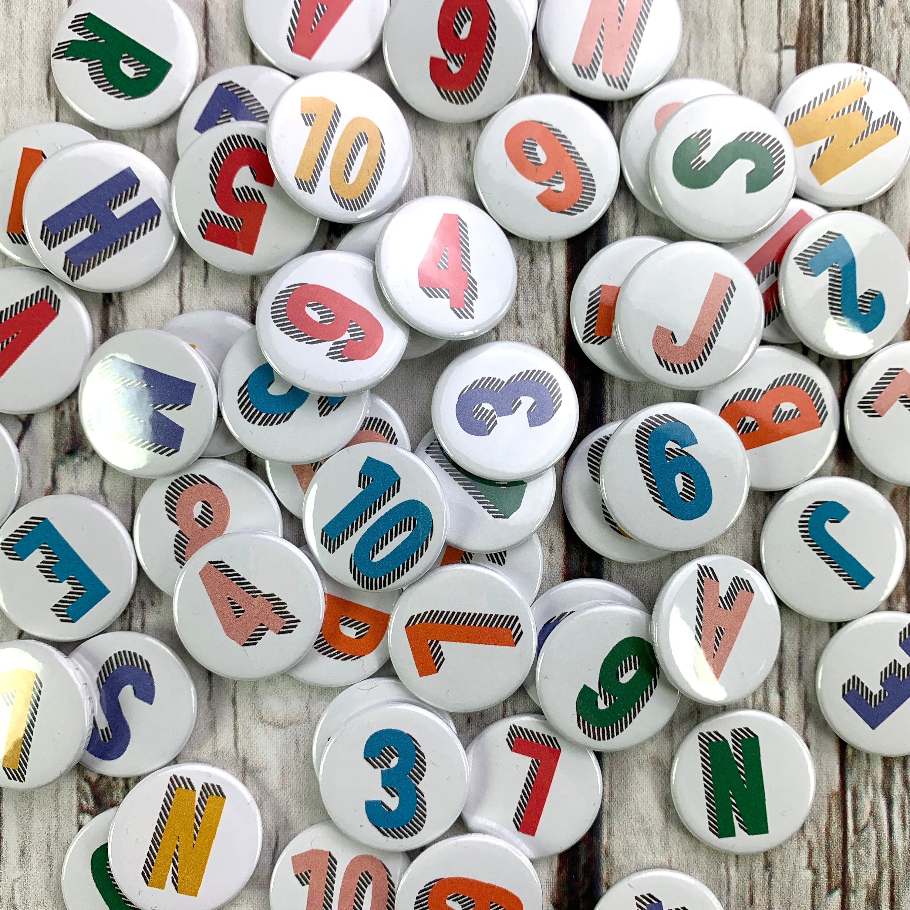Bright Birthday Badges Rainbow Colors. Number Pin's 20 21 - Etsy