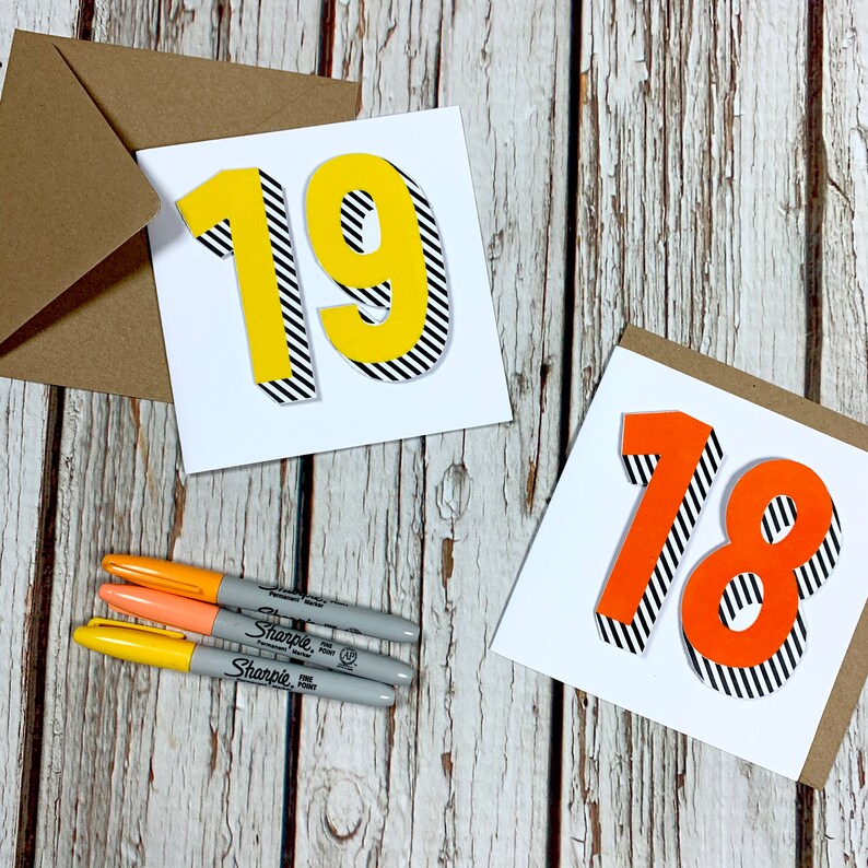 Handmade Number Birthday Card. Personalised Greetings. | Etsy