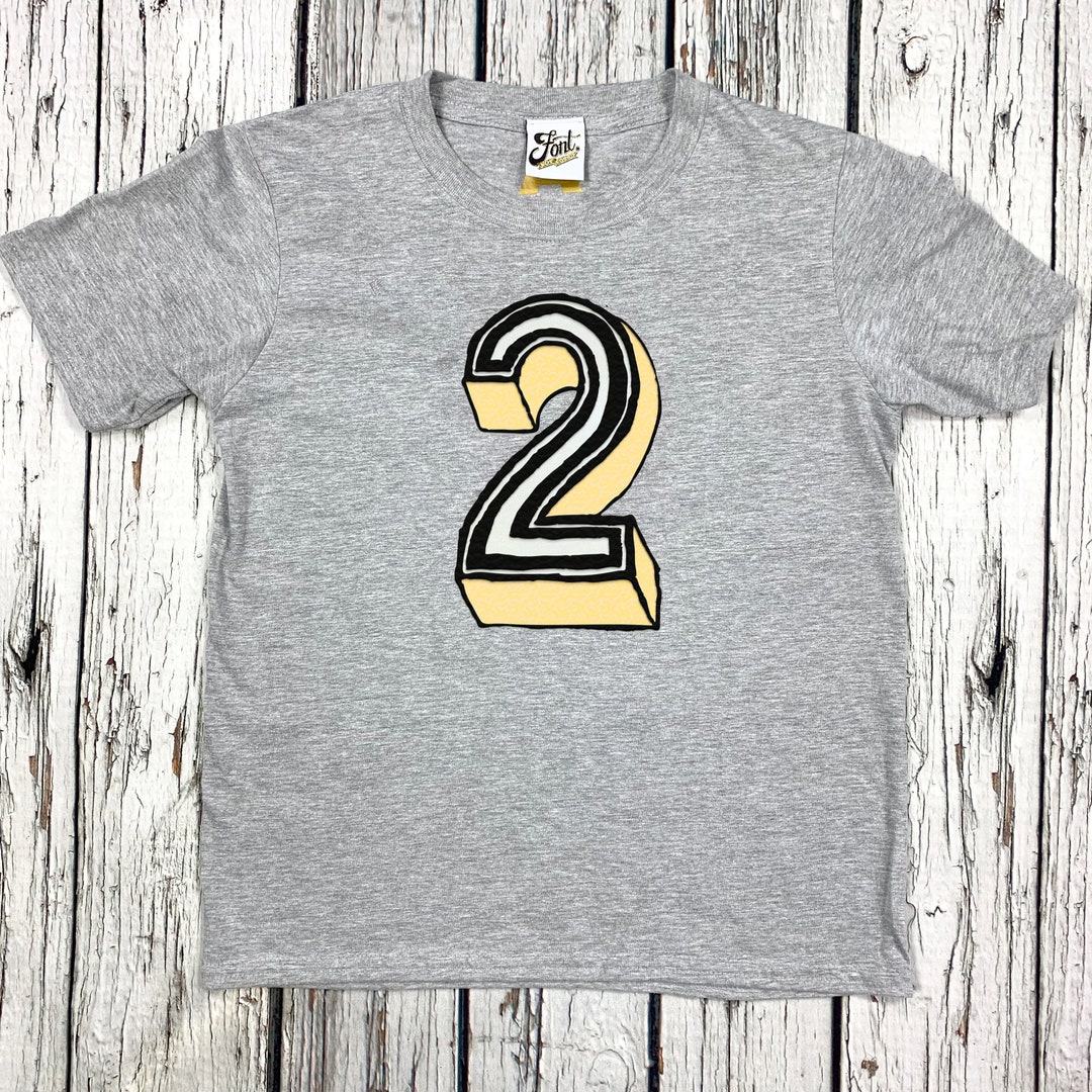 Number 2 T-shirt. Kids 2nd Birthday Boy/ Girl Childrens White/heather ...