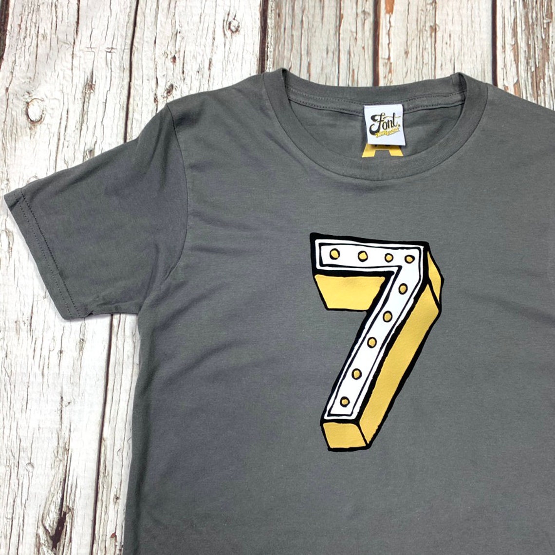 Number Seven T-shirt. 7th Birthday Outfit Kids 7 Tshirt | Etsy