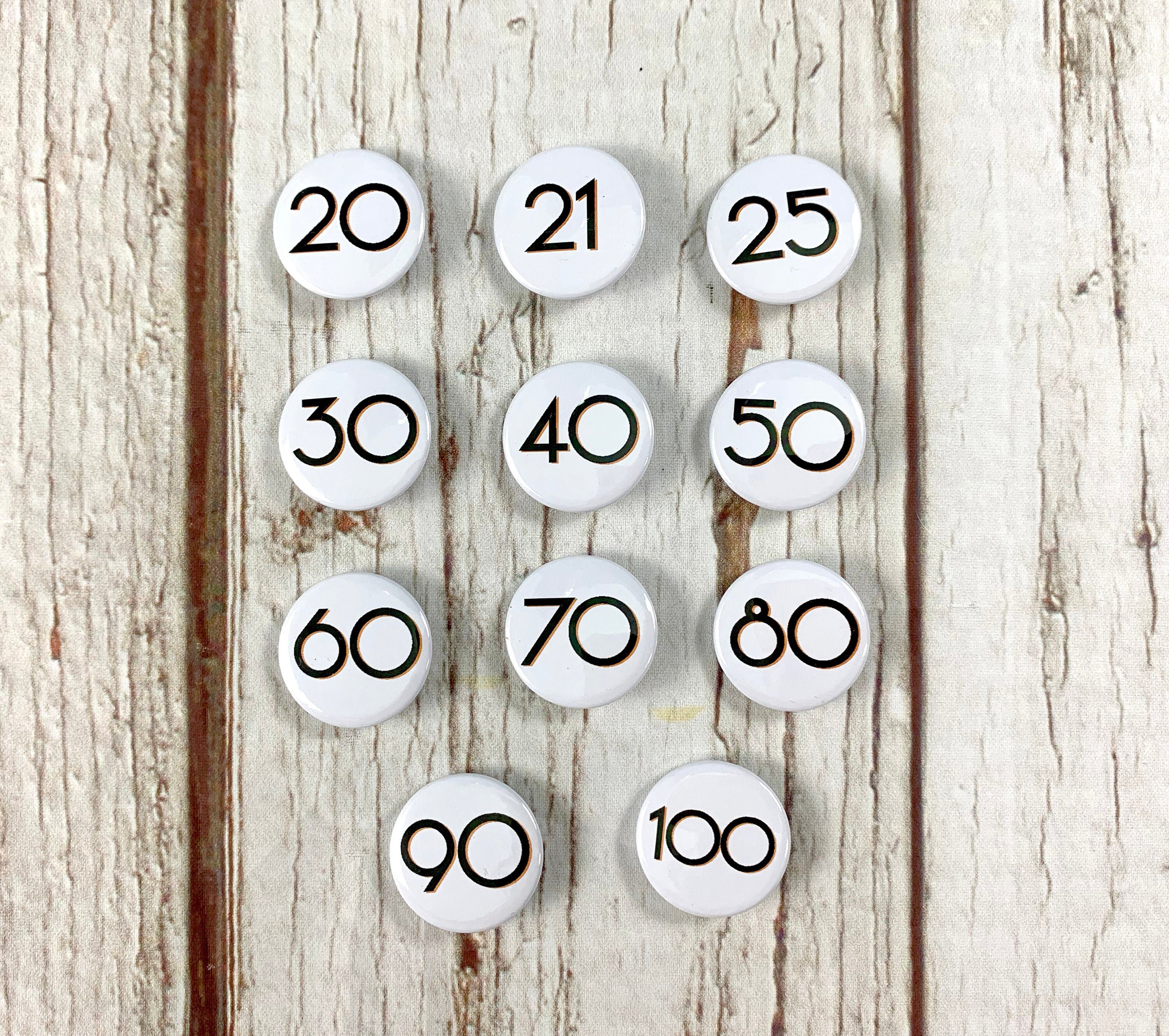 Big Birthday Badges Number's 20, 21, 25, 30, 40, 50, 60, 70, 80, 90 ...