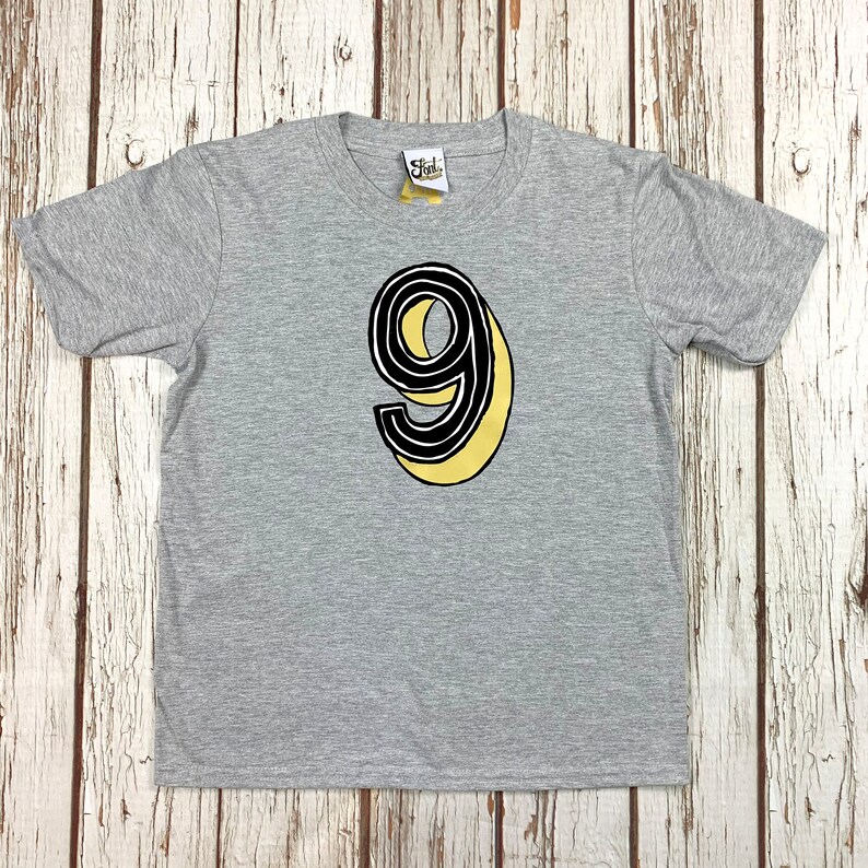 Number Nine T-shirt. 9 Year Old Girl/ Boy Birthday Shirt, 9th Birthday ...