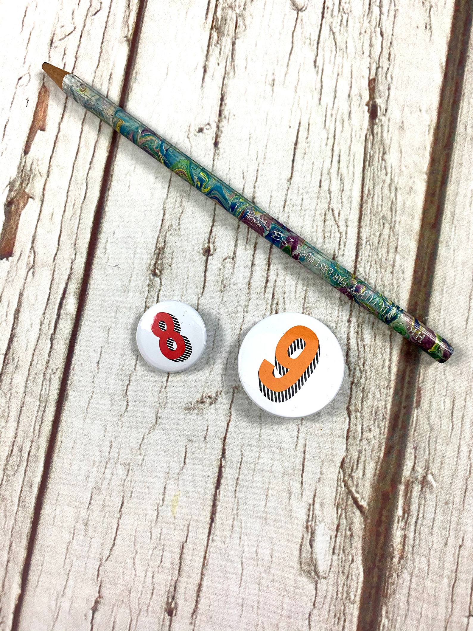 Number Pin Button Badge, Rainbow of Colours. Birthday's 1, 2, 3, 4, 5 ...