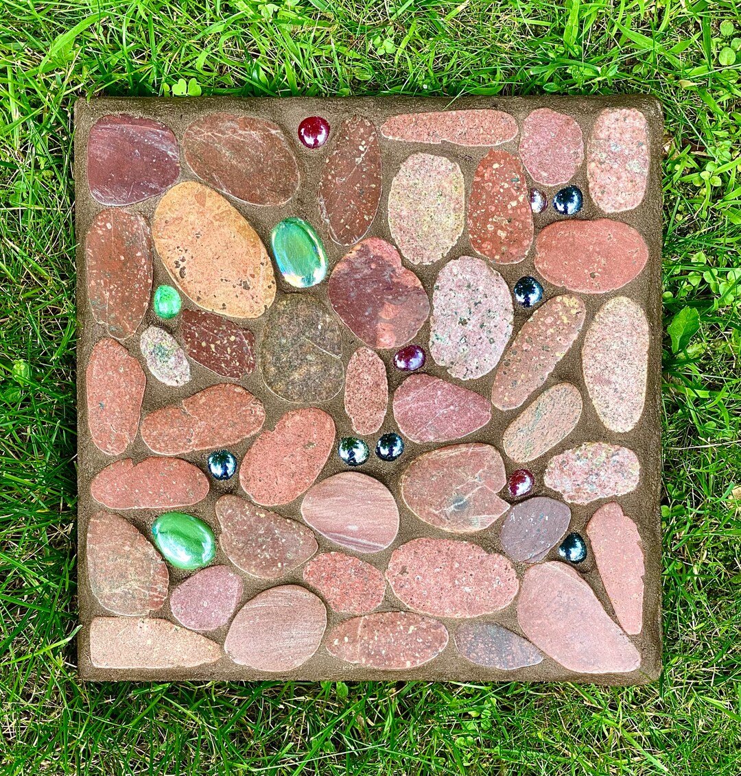 Garden Stone, River Rock Mosaic, Stepping Stone, Mosaic Stepping Stone ...