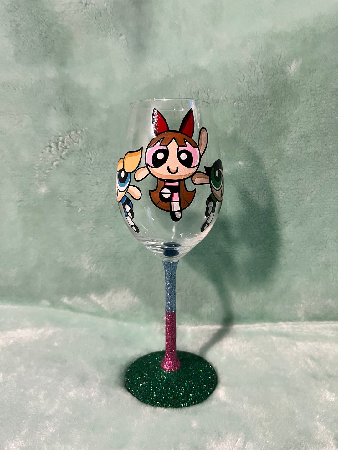 Powerpuff Girls Hand Painted Wine Glass - Etsy