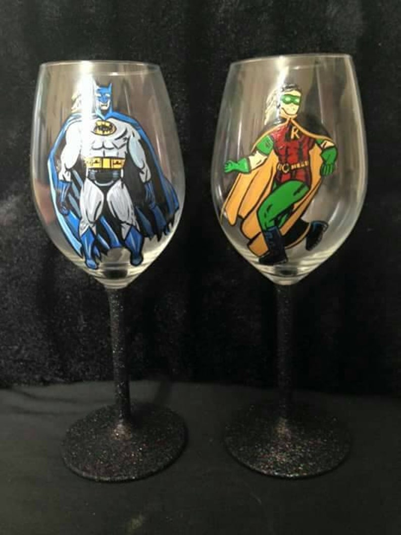 Batman and Robin Wine Glass - Etsy