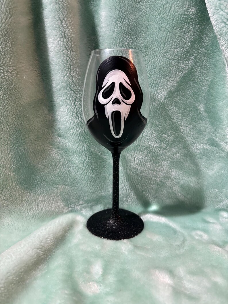 Scream Ghostface Hand Painted Wine Glass - Etsy