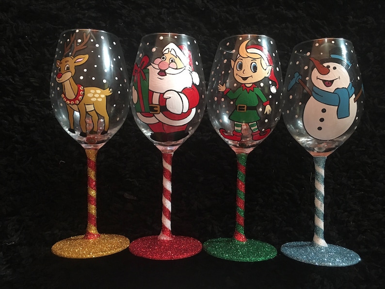 Christmas Glasses Etsy