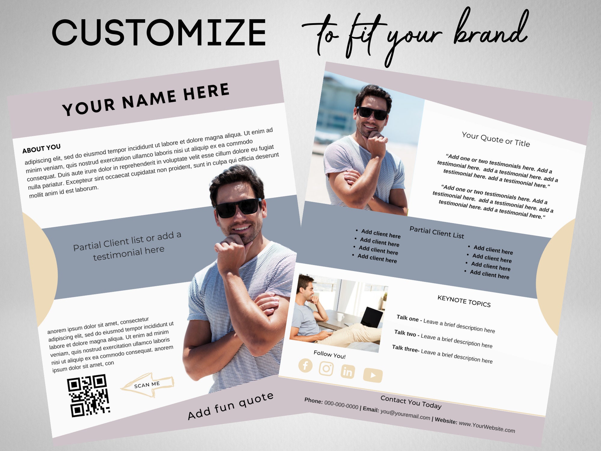Speaker One Sheet, Speaker Onesheet, Onesheet Canva Template, Speaker ...