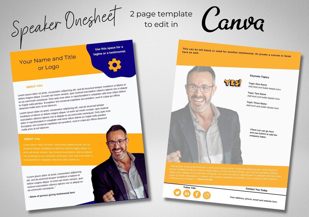 Speaker One Sheet, Speaker Onesheet, Onesheet Canva Template, Speaker ... Speaker One Sheet, Speaker Onesheet, Onesheet Canva Template, Speaker ...