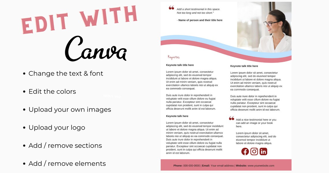 Speaker One Sheet Speaker Onesheet Onesheet Canva Template - Etsy Speaker One Sheet Speaker Onesheet Onesheet Canva Template - Etsy