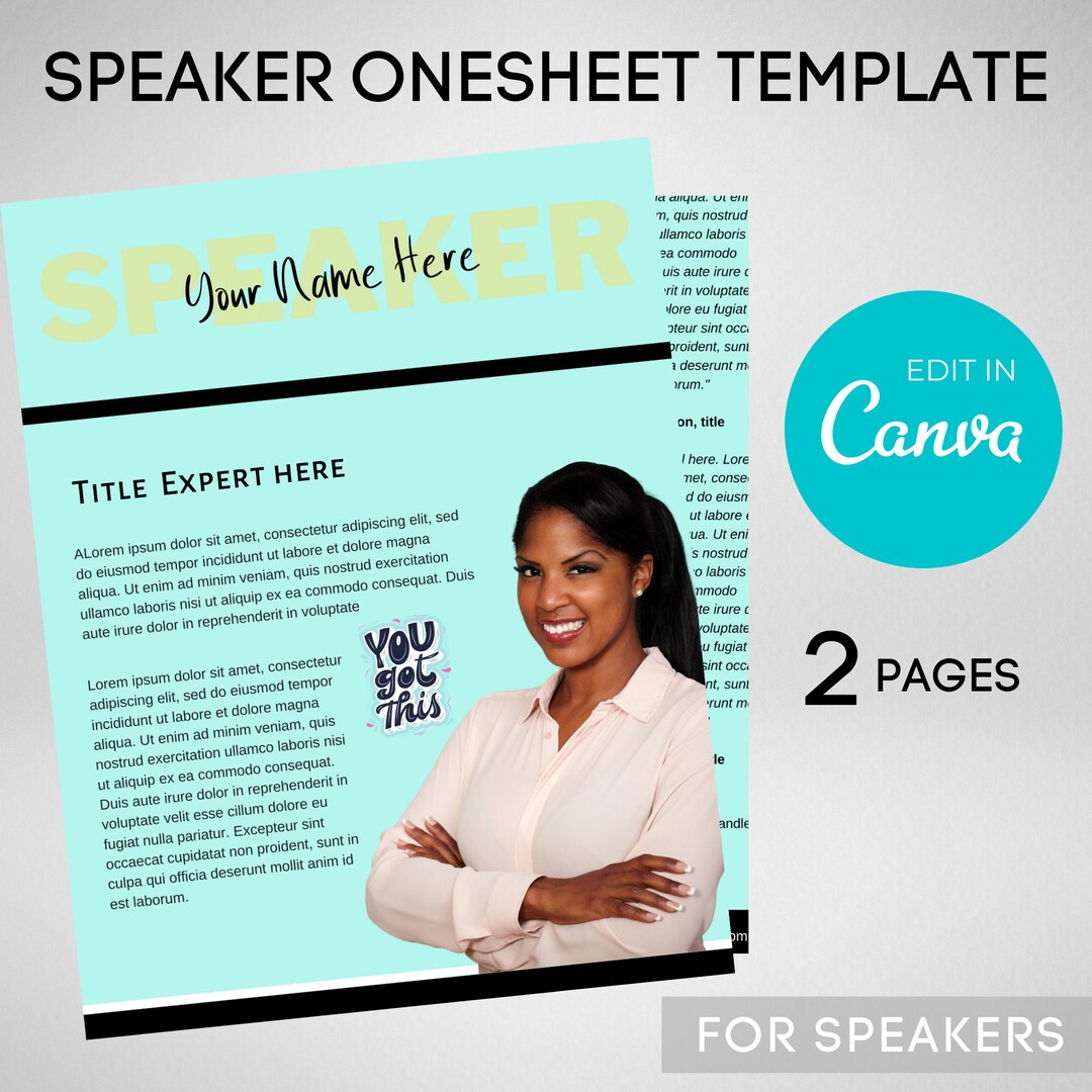 Speaker One Sheet, Speaker Onesheet, Onesheet Canva Template, Speaker ... Speaker One Sheet, Speaker Onesheet, Onesheet Canva Template, Speaker ...