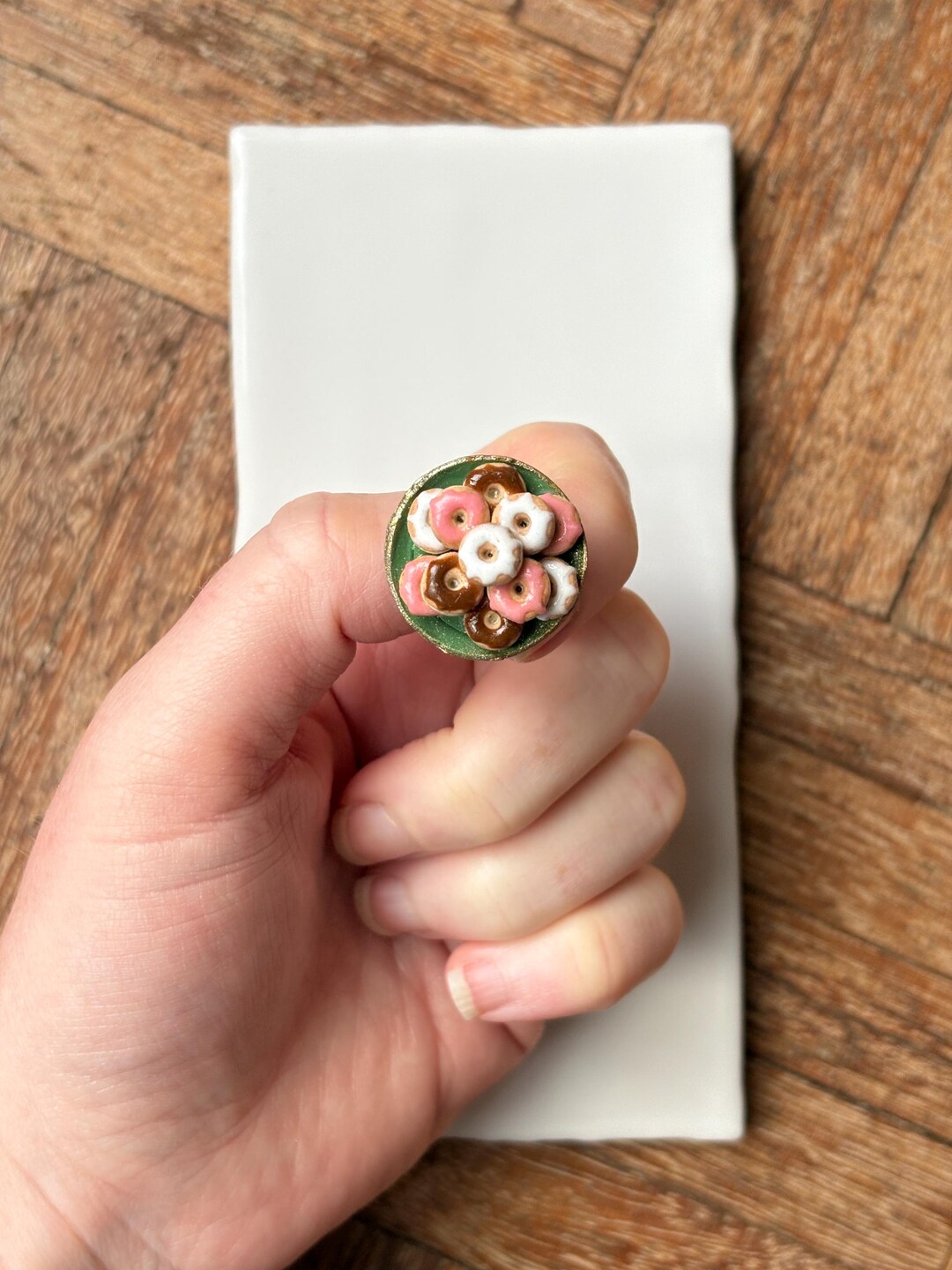 Iced Donut Stack Pin (22mm) | Handmade Miniature Food Brooch | UK ...