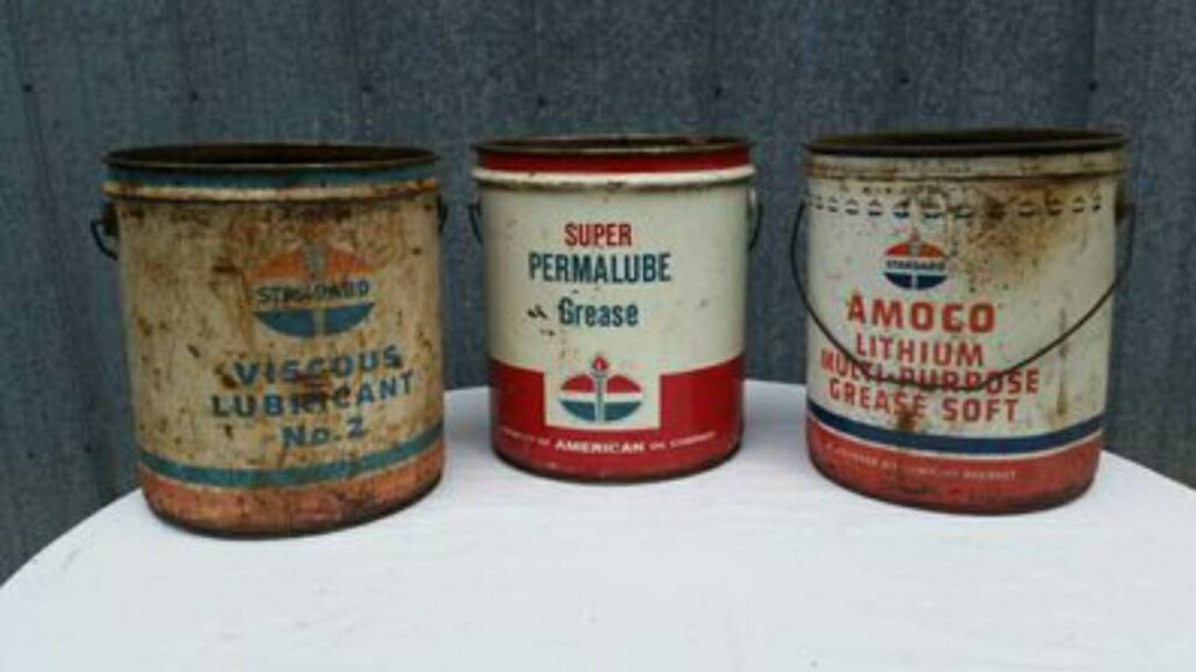 Vintge Amaco Standard Petroleum Oil 5 Gallon Can Bucket Garage Decor ...
