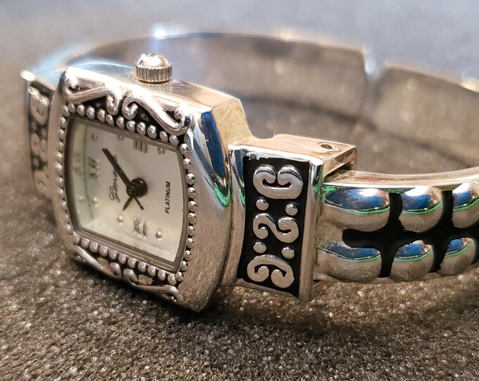 Ladies Geneva Silver Cuff Wrist Watch - Etsy