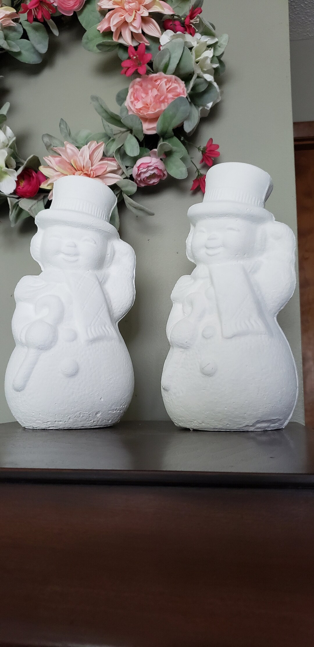 Concrete Snowman Winter Sculpture Figurine - Etsy