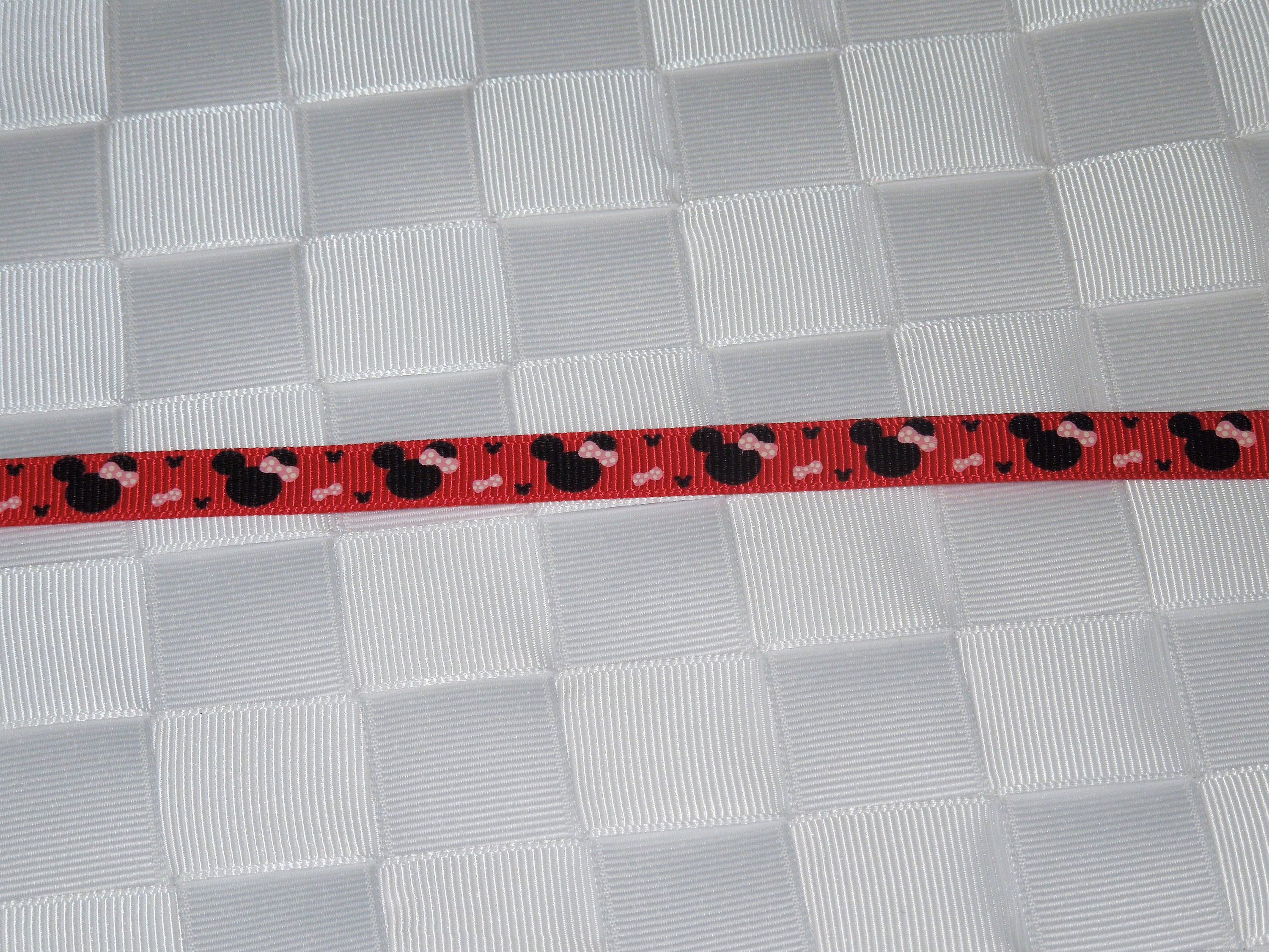 3/8 Red Minnie Mouse Ribbon 10 Yds, Mouse Head Ribbon, 10 Yds Red 3/8 ...