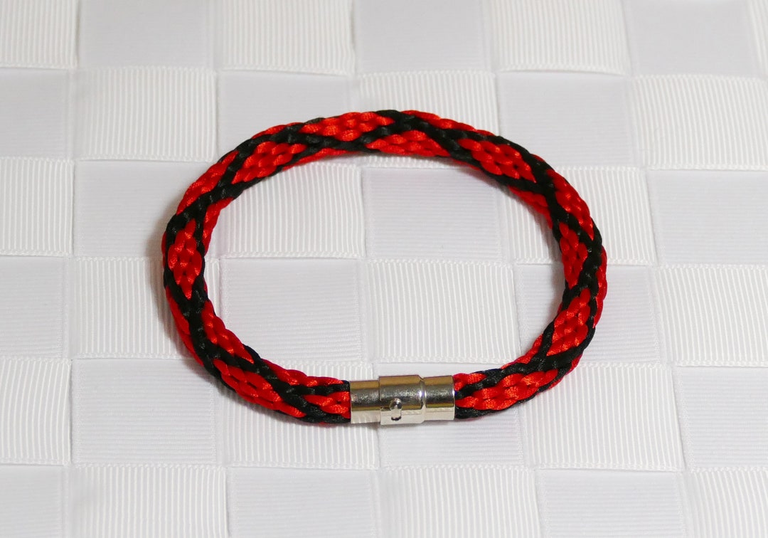 Kumihimo Bracelet, Red and Black Kumihimo Bracelet, Kumihimo Friendship ...