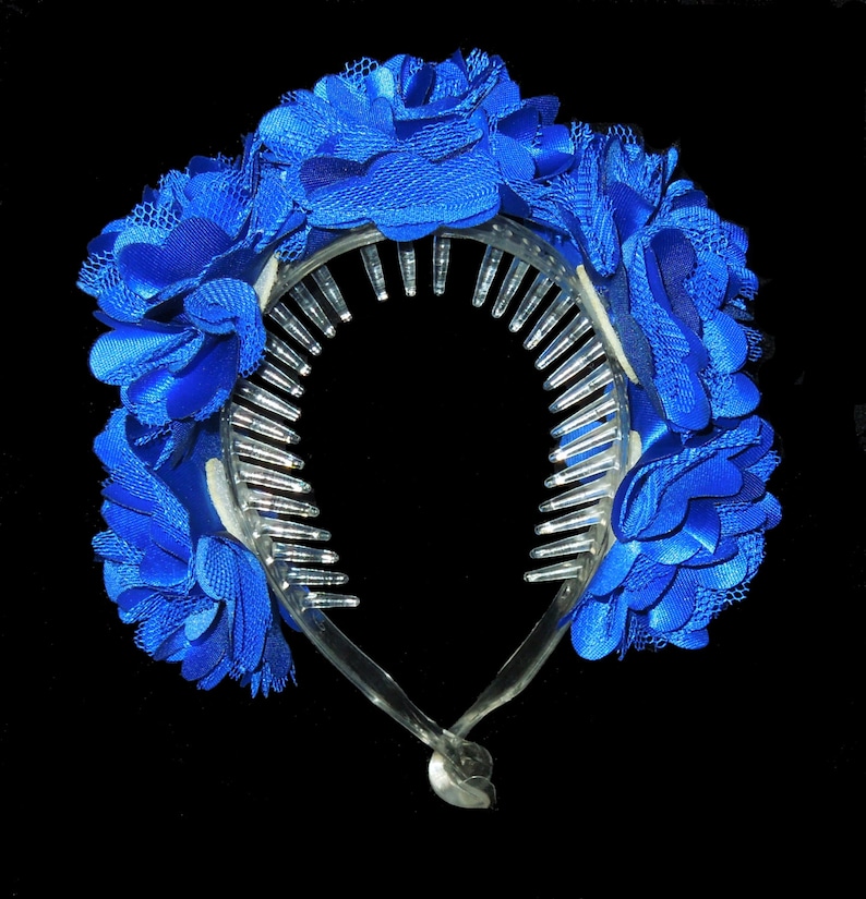 Blue Flower Hair Bun Clip, Bridal Hair Bun Clip, Flower Girl Hair Bun ...