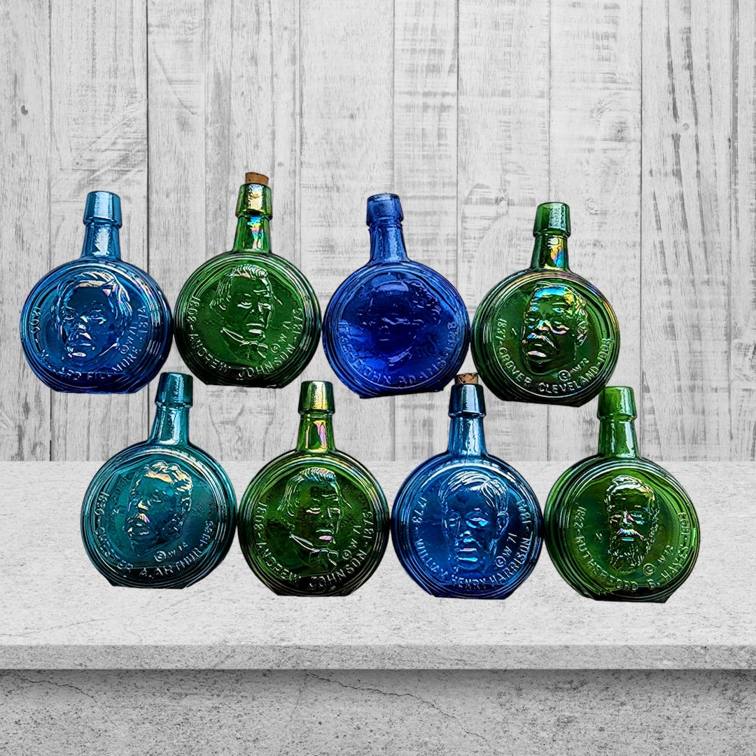 Miniature Set of 8 Wheaton Bottle Collection Colorful Vintage Embossed ...