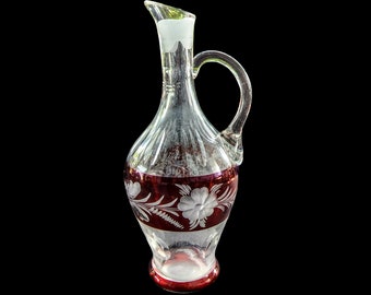Ruby Red Etched Crystal Decanter - Etsy