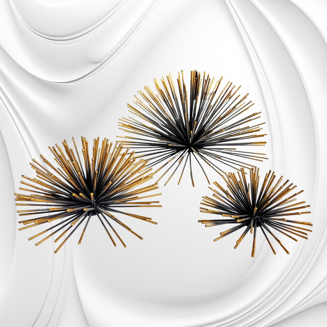 MCM Atomic Starburst Metal Orbs Gold Wall or Table Decor Set - Etsy