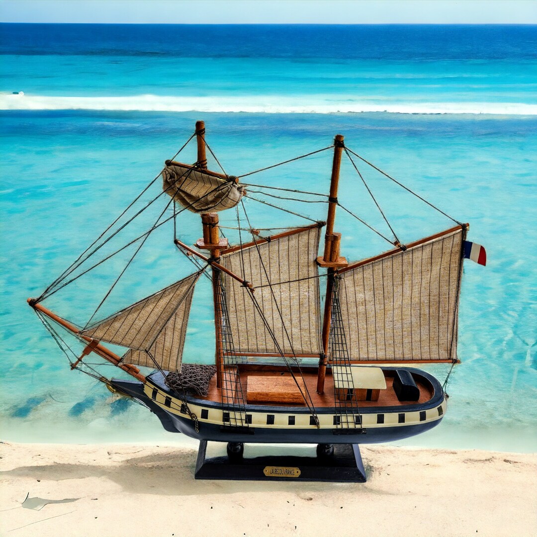 Sailboat Model ~ Handcrafted Vintage Nautical Decor ~ Wooden Sailboat ...