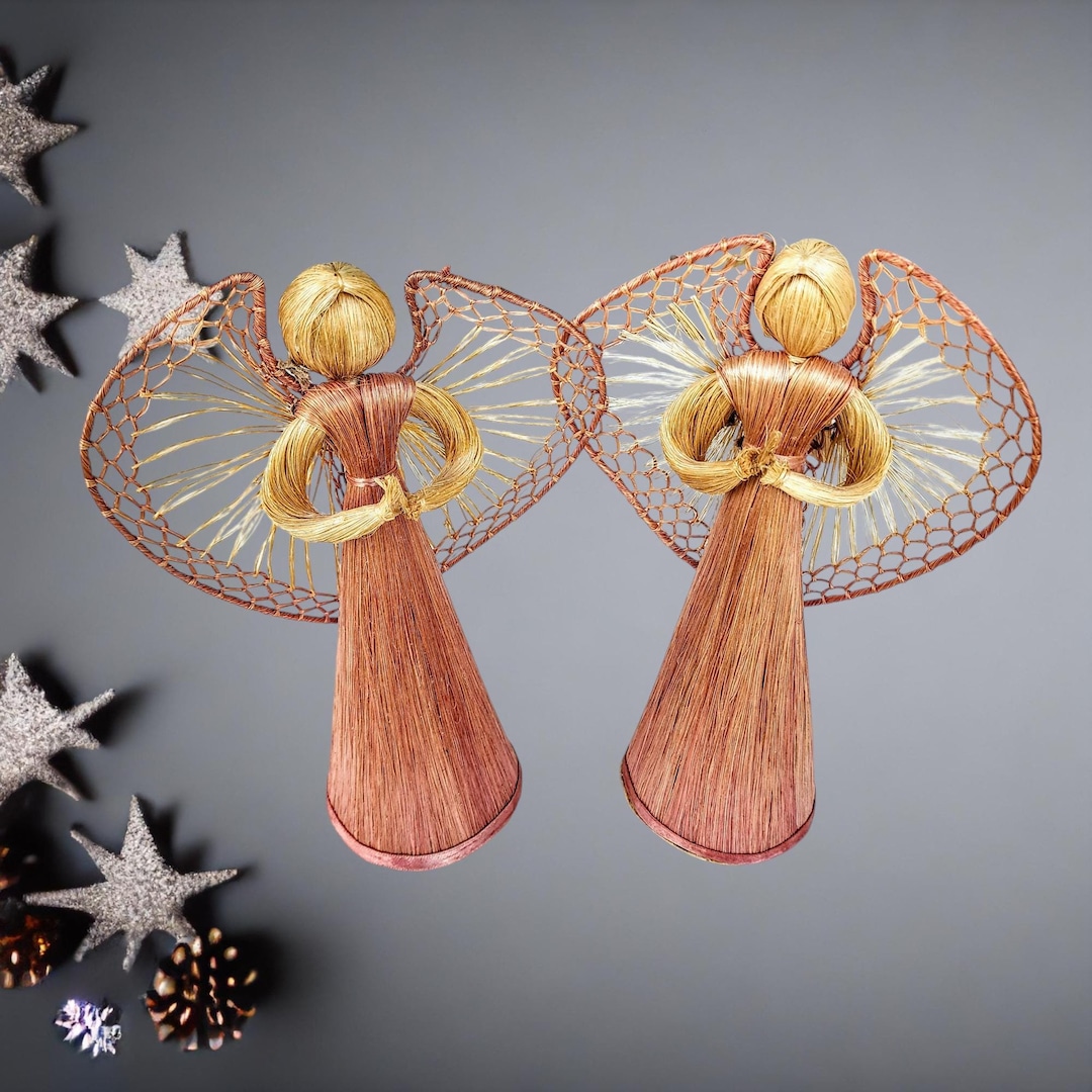 Corn Husk Angels Handmade Pink Straw Angels Set of 2 - Etsy